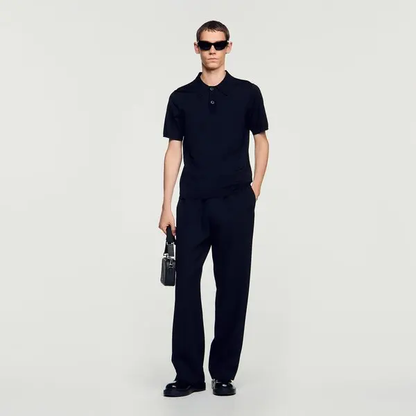 Sandro Short-sleeve Knitted Polo Shirt - Black