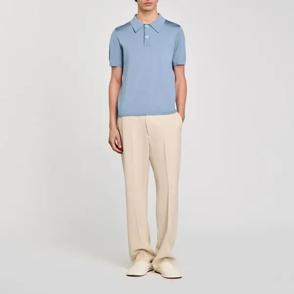 Sandro Short-sleeve Knitted Polo Shirt - Chambray