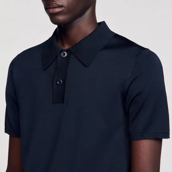 Sandro Short-sleeve Knitted Polo Shirt - Navy Blue