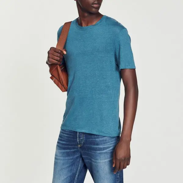 Sandro Certified Linen T-shirt - Blue Grey