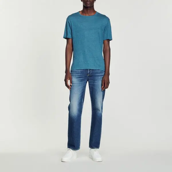 Sandro Certified Linen T-shirt - Blue Grey