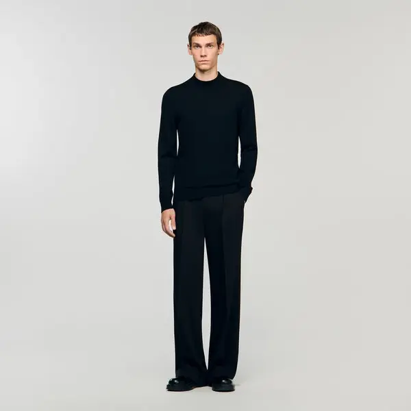 Sandro Wool Mock Neck Sweater - Black
