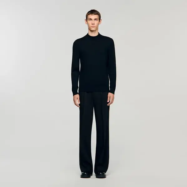 Sandro Wool Mock Neck Sweater - Black