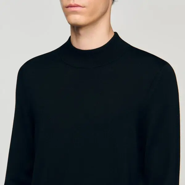 Sandro Wool Mock Neck Sweater - Black