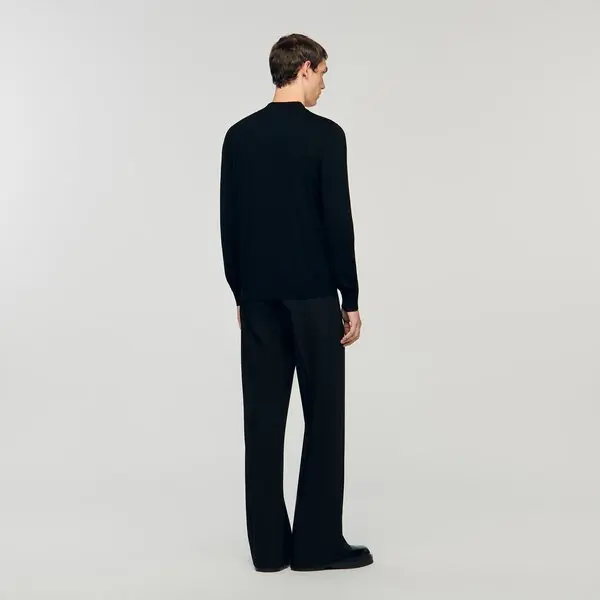 Sandro Wool Mock Neck Sweater - Black