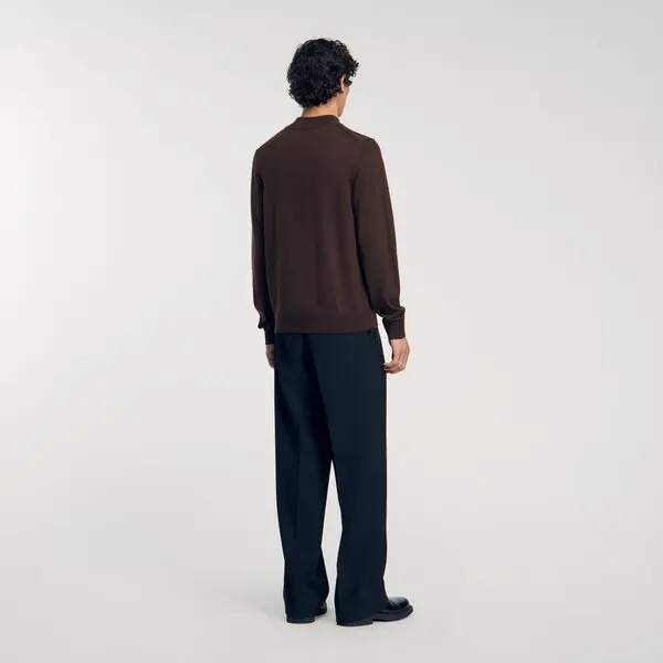 Sandro Wool Mock Neck Sweater - Chocolate