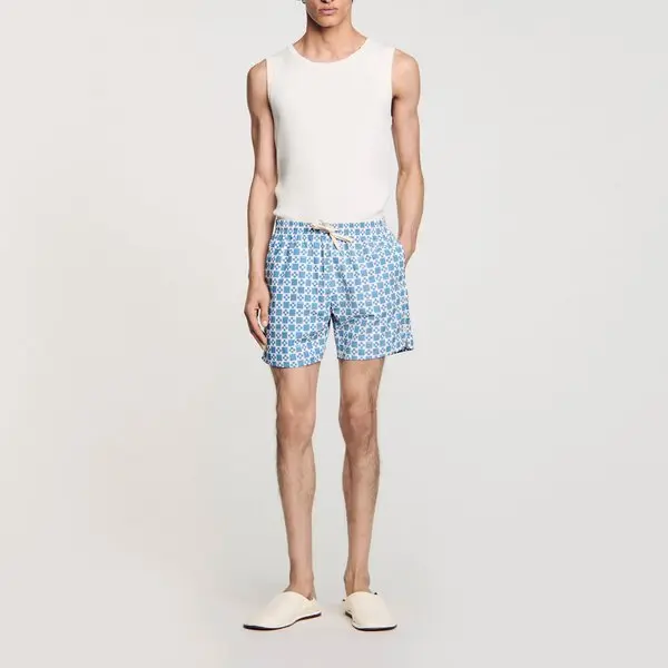 Sandro Square Cross Swim Shorts - Blue Sky