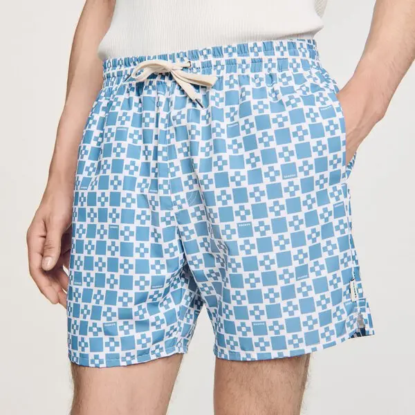 Sandro Square Cross Swim Shorts - Blue Sky