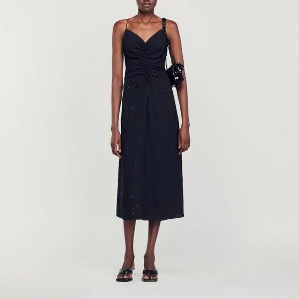 Sandro Rhinestone Long Dress