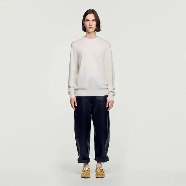 Sandro Cashmere Pullover Sweater - Ecru