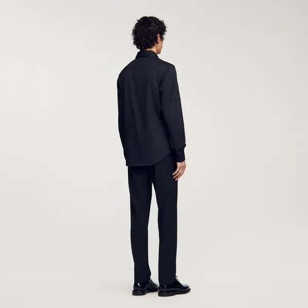 Sandro Fitted Stretch Cotton Shirt - Black