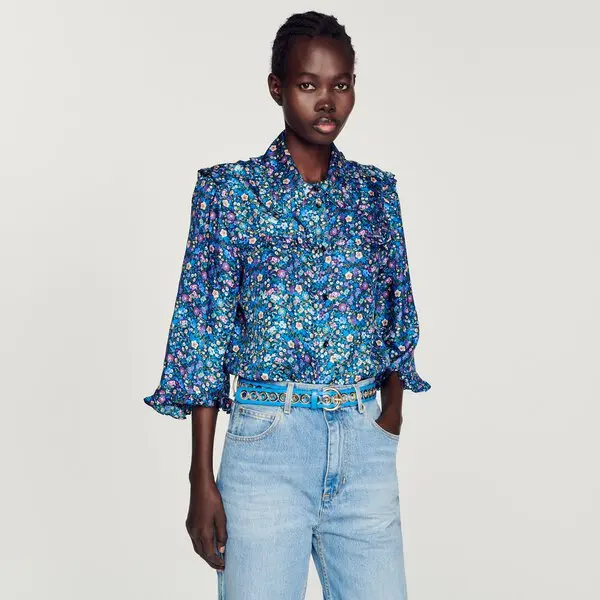 Sandro Leather Belt In Blue - 75% Off | Editorialist display picture 1