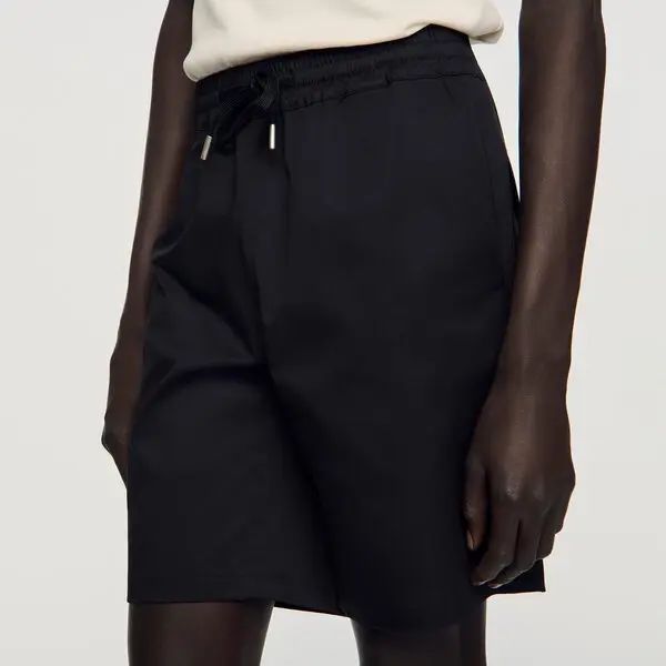 Sandro Cotton Drawstring Shorts - Black