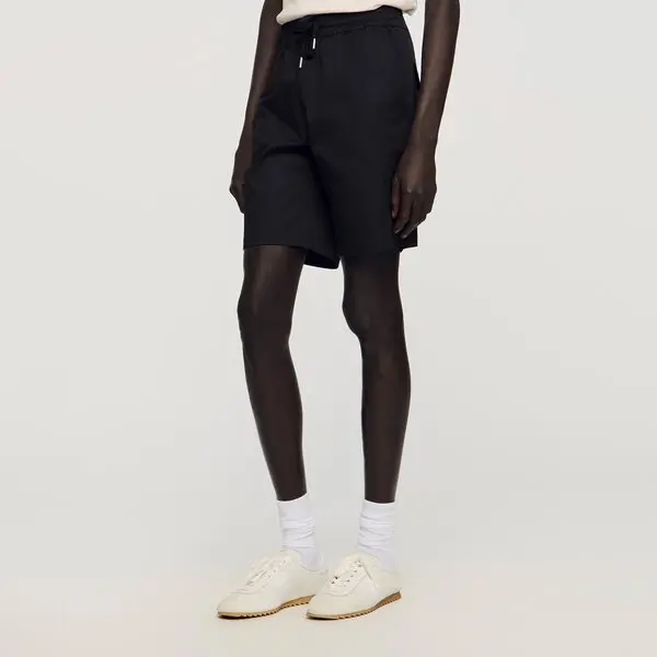 Sandro Cotton Drawstring Shorts - Black