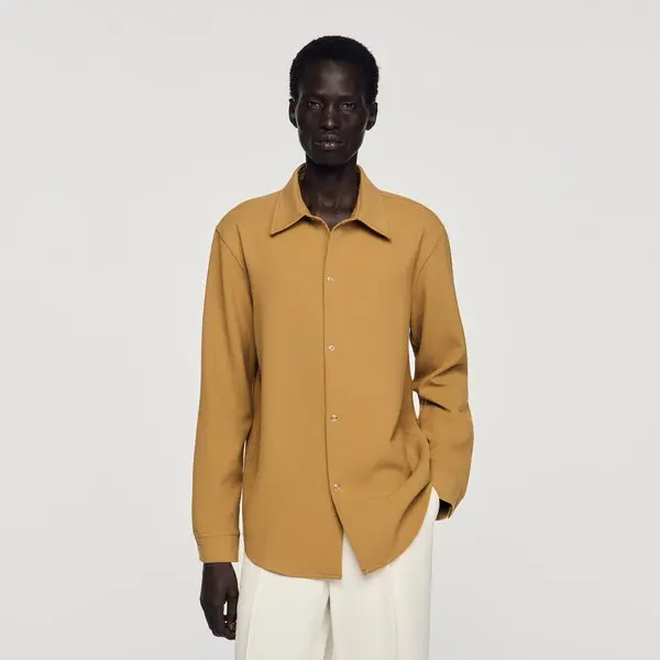 Sandro Long-sleeved Jersey Shirt - Nut