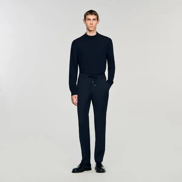 Sandro Straight-leg Trousers - Navy Blue