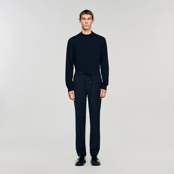 Sandro Straight-leg Trousers - Navy Blue