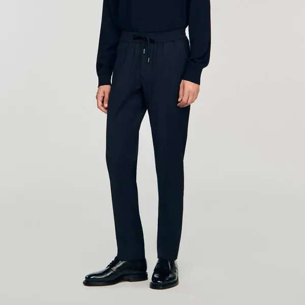 Sandro Straight-leg Trousers - Navy Blue
