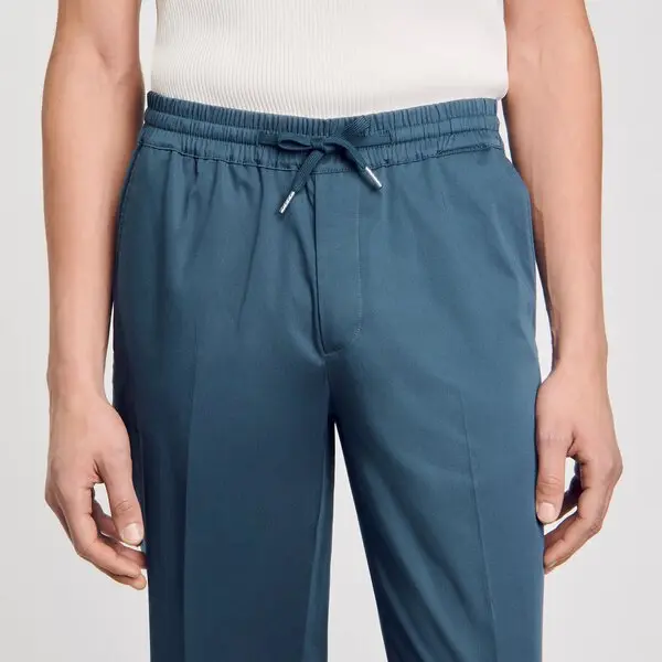 Sandro Elasticated Straight-leg Trousers - Thunderstorm Blue