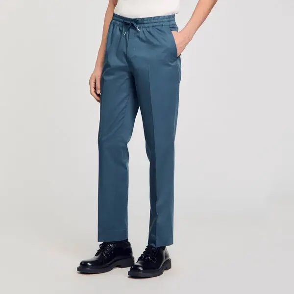 Sandro Elasticated Straight-leg Trousers - Thunderstorm Blue
