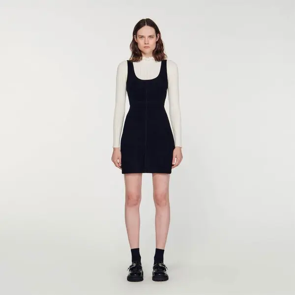 Sandro Pinafore Dress In Black - 40% Off | Editorialist