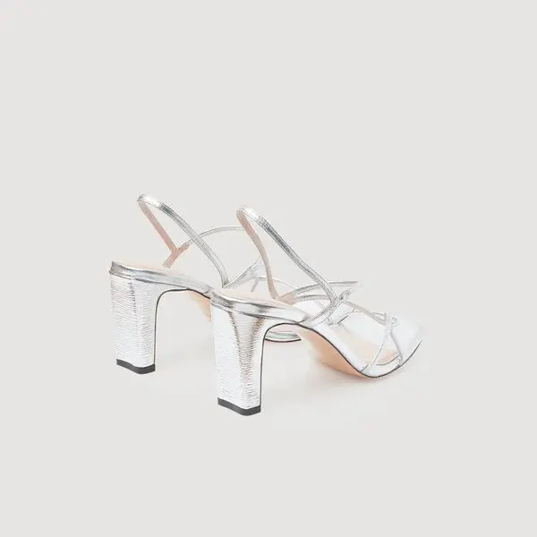 Sandro Metallic Leather Strappy Sandals