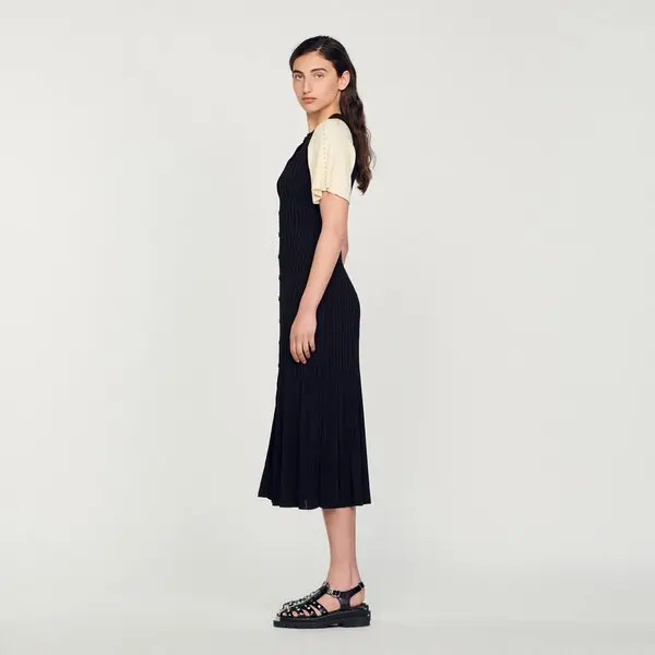 knee length dresses for ladies New Season SANDRO ribbed-knit midi dress