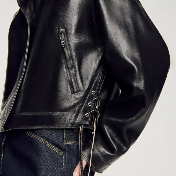 Sandro Distressed Leather Jacket