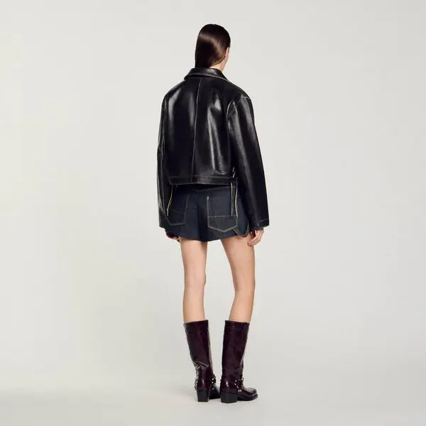 Sandro Distressed Leather Jacket