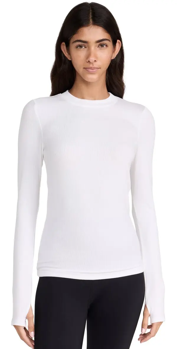Splits59 Louise Ribbed Long-sleeve Tee - White