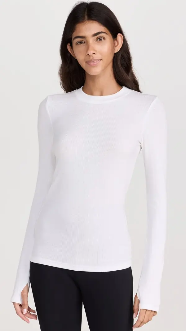 Splits59 Louise Ribbed Long-sleeve Tee - White