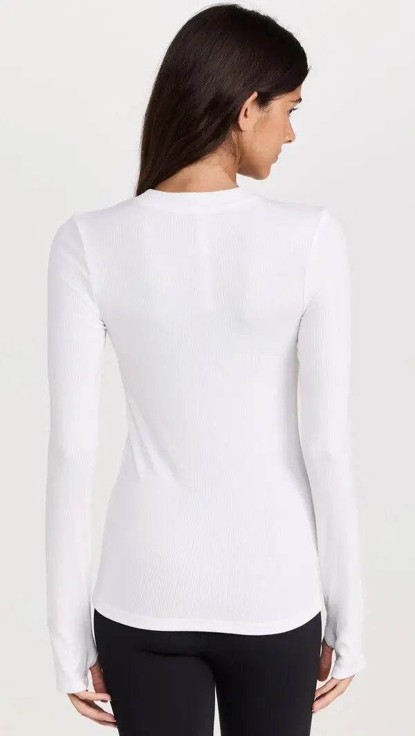 Splits59 Louise Ribbed Long-sleeve Tee - White