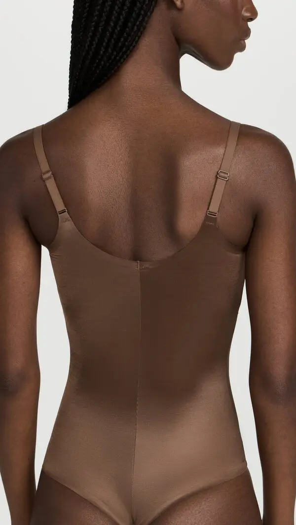 Spanx Shape Invisible Cami Thong Bodysuit - Chestnut Brown