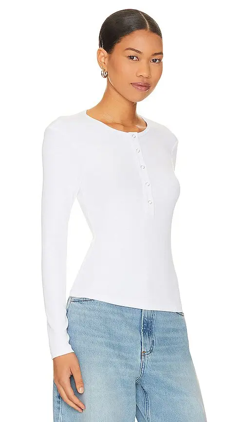 Lna Dalston Ribbed Henley Top