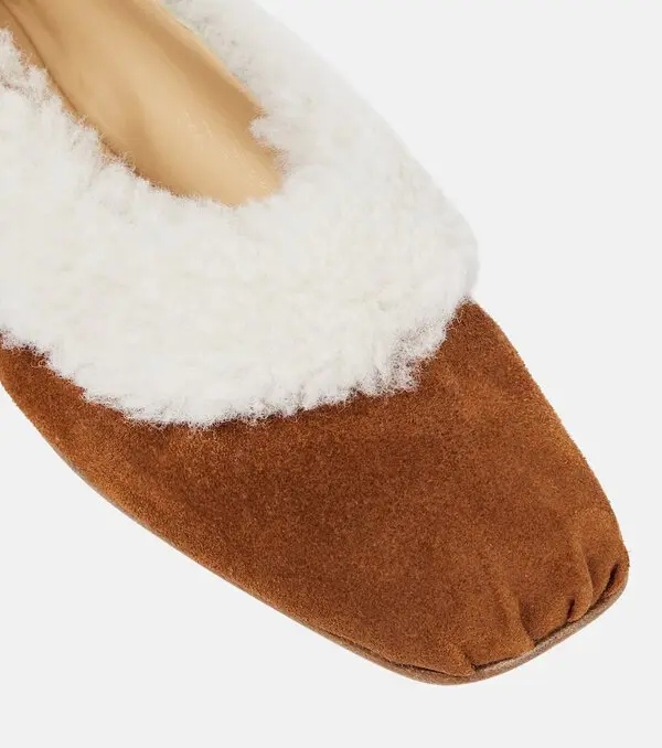 Magda Butrym Embroidered Shearling Ballet Flats