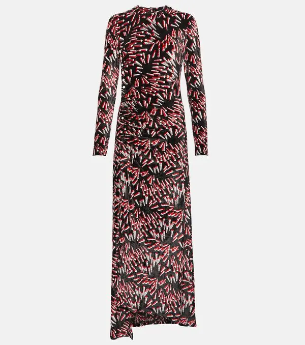 Rabanne Printed Velvet Maxi Dress - Multicoloured