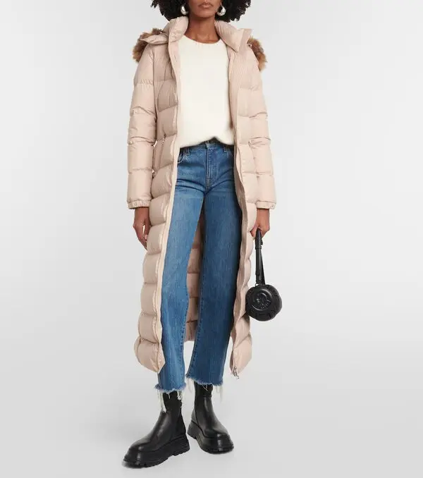 MONCLERベージュ フード付きロングコート MONCLER (モンクレール) レディース パーカー コート フード付き