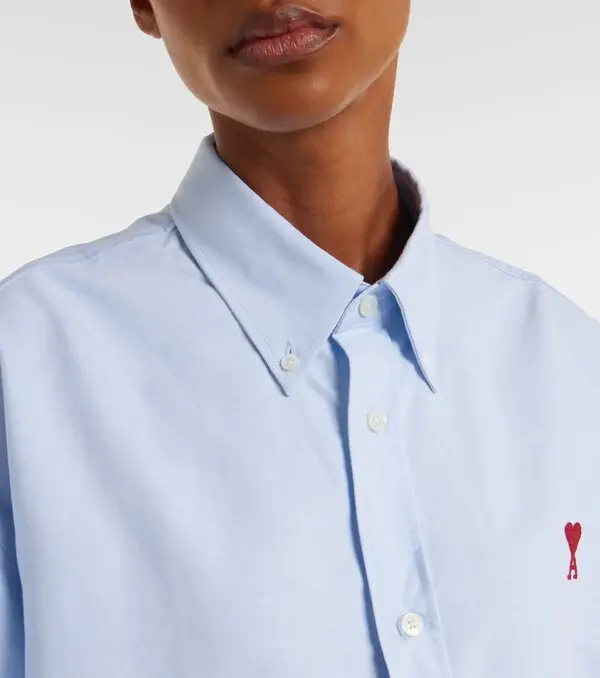 AMI Paris De Cœur Cotton Poplin Shirt - Blue