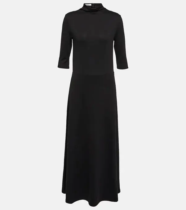 Vince Knitted Jersey Midi Dress - Black