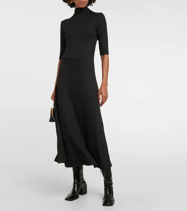 Vince Knitted Jersey Midi Dress - Black