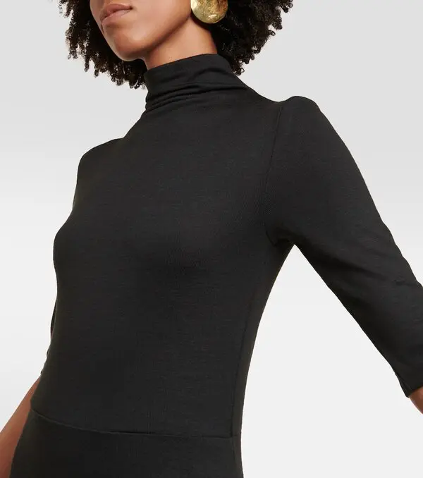Vince Knitted Jersey Midi Dress - Black