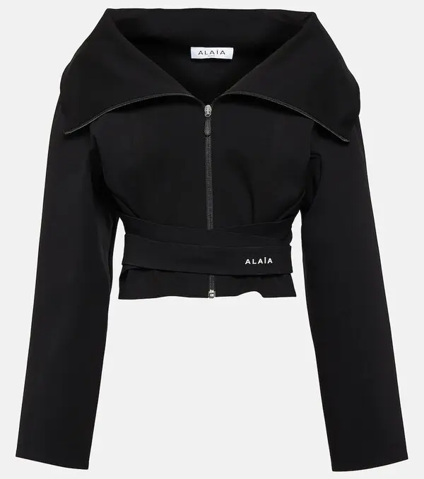 Alaïa Cropped Jersey Jacket - Black