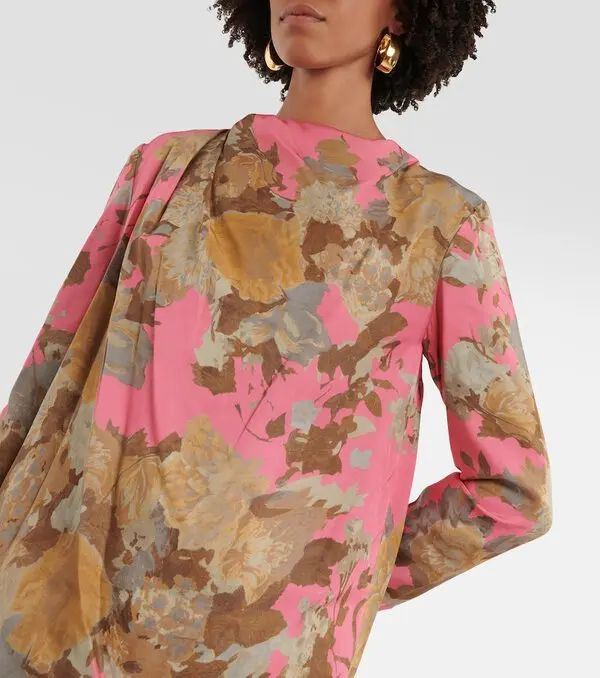 Dries Van Noten Printed Draped Blouse
