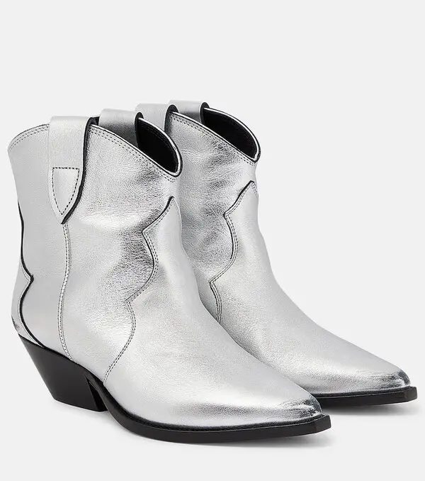 Isabel Marant Étoile Dewina Metallic Leather Ankle Boots