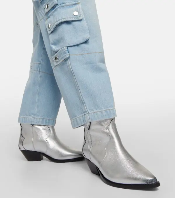 Isabel Marant Étoile Dewina Metallic Leather Ankle Boots