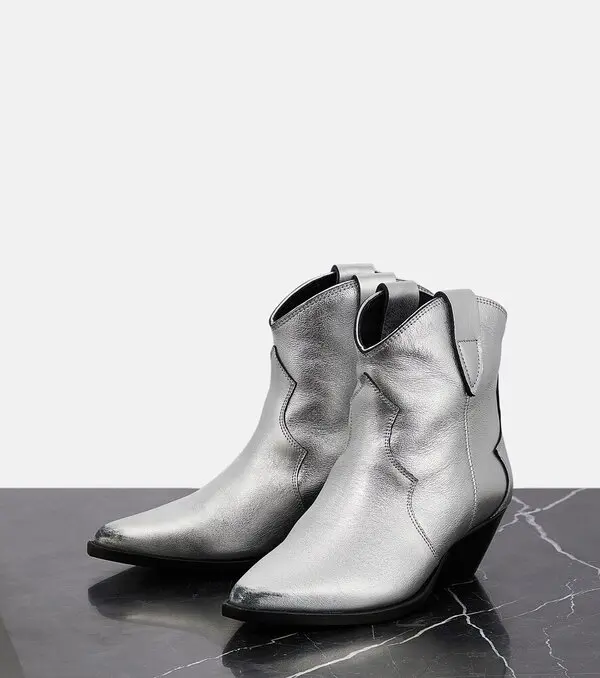 Isabel Marant Étoile Dewina Metallic Leather Ankle Boots