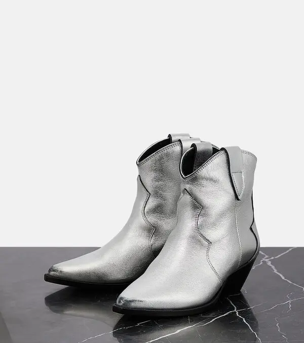 Isabel Marant Étoile Dewina Metallic Leather Ankle Boots