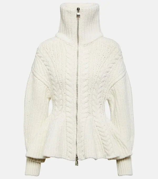 Alexander McQueen Peplum Wool-blend Cardigan