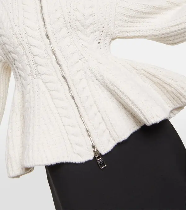 Alexander McQueen Peplum Wool-blend Cardigan