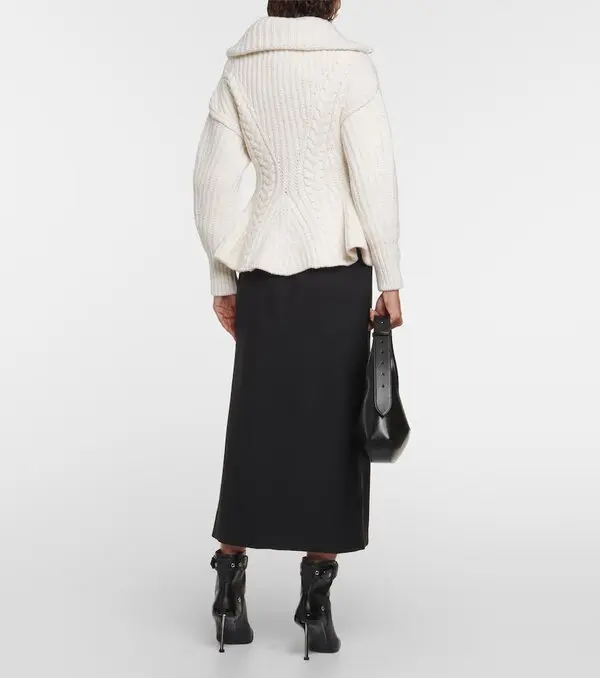 Alexander McQueen Peplum Wool-blend Cardigan